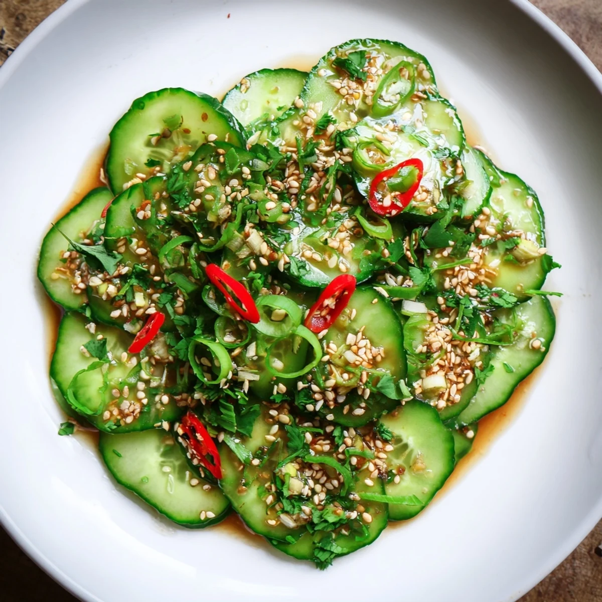Tangy Asian Cucumber Salad with Savory-Sweet Dressing